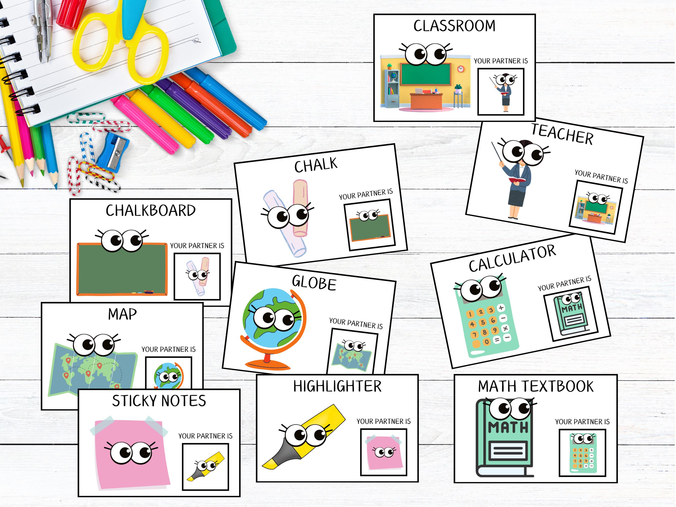 Partner Pairing Cards, Classroom Partner Cards, Pairing Cards, Back to ...