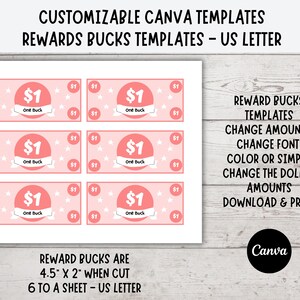 Allowance Chart for Kids, Reward Bucks Printable, Reward Chart ...