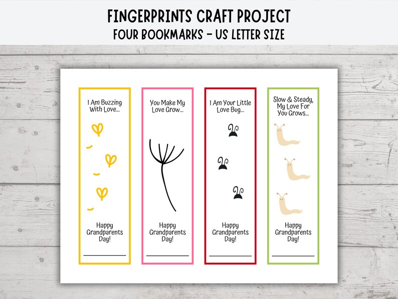 Grandparents Day Fingerprints Craft Bookmarks, Grandparents Day ...