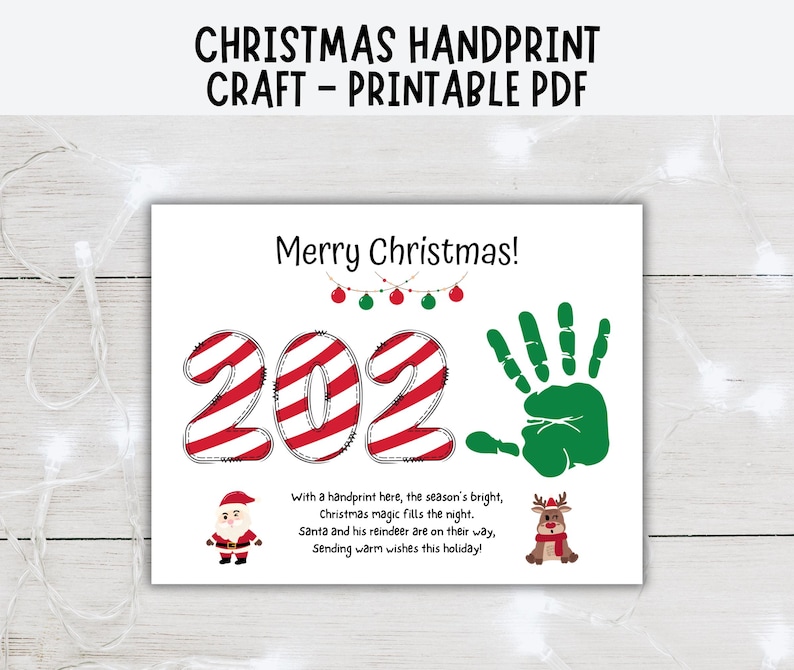Christmas Handprint Craft 2025, Holiday Keepsake Art for Kids, Winter ...