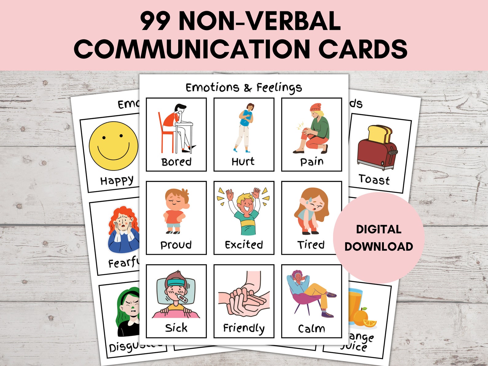 Nonverbal Communication Cards, Visual Board, Flash Cards Special Needs ...