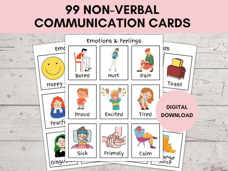 Nonverbal Communication Cards, Visual Board, Flash Cards Special Needs ...