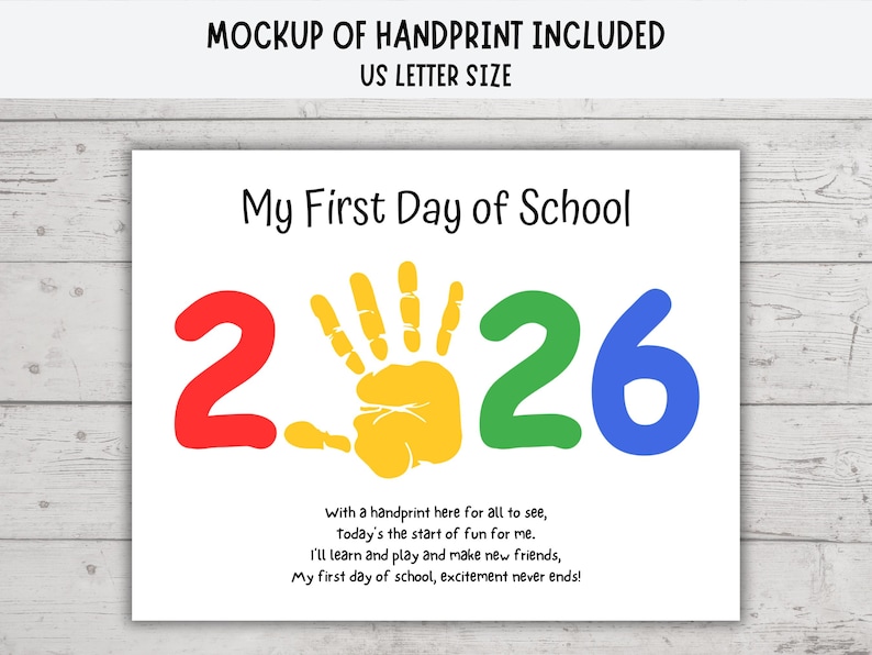 First Day of School Handprint Craft, 2026, Back to School Handprint Art ...