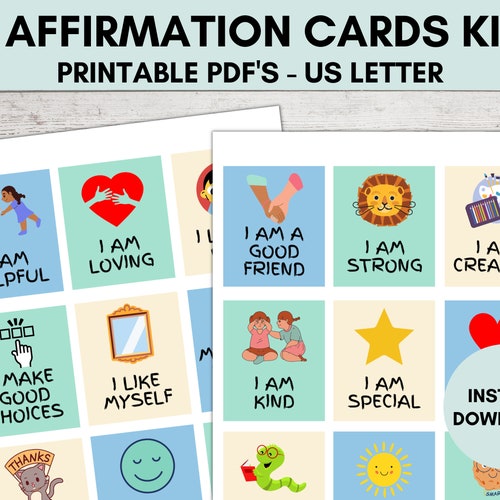 Affirmation Cards for Kids Printable Daily 45 Motivational - Etsy