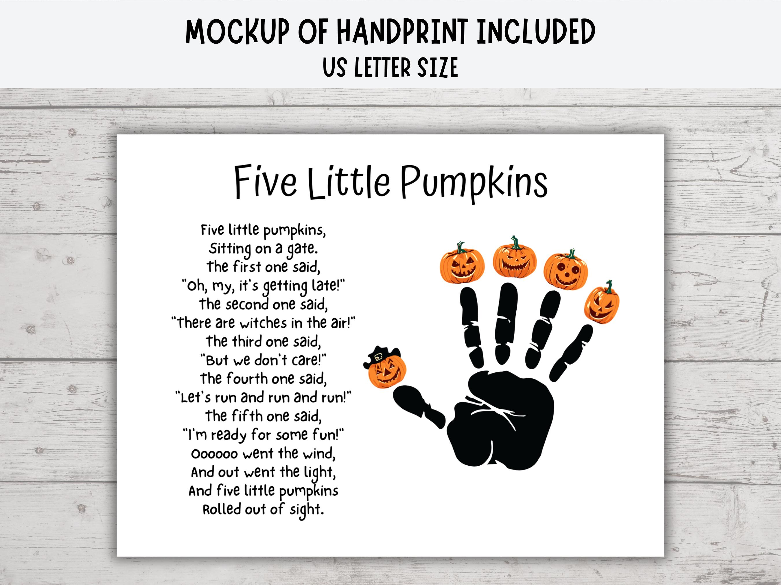 Five Little Pumpkins Handprint Craft, Happy Halloween Handprint Art ...