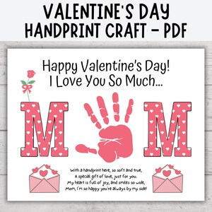 Valentines Day Handprint Craft, Gift for MOM Handprint Template ...