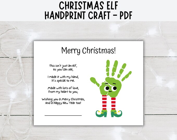 Christmas Handprint Craft, Elf Handprint Template, Merry Christmas ...