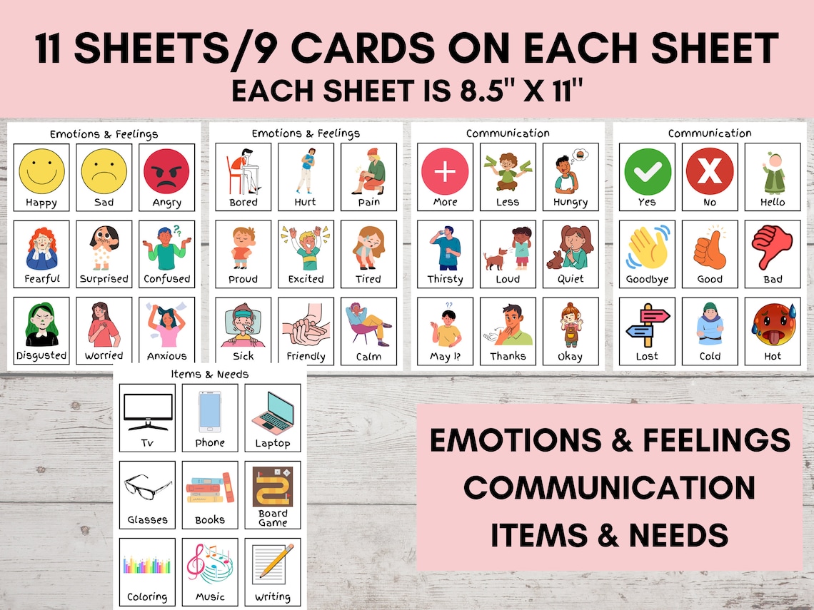 Nonverbal Communication Cards, Visual Board, Flash Cards Special Needs ...