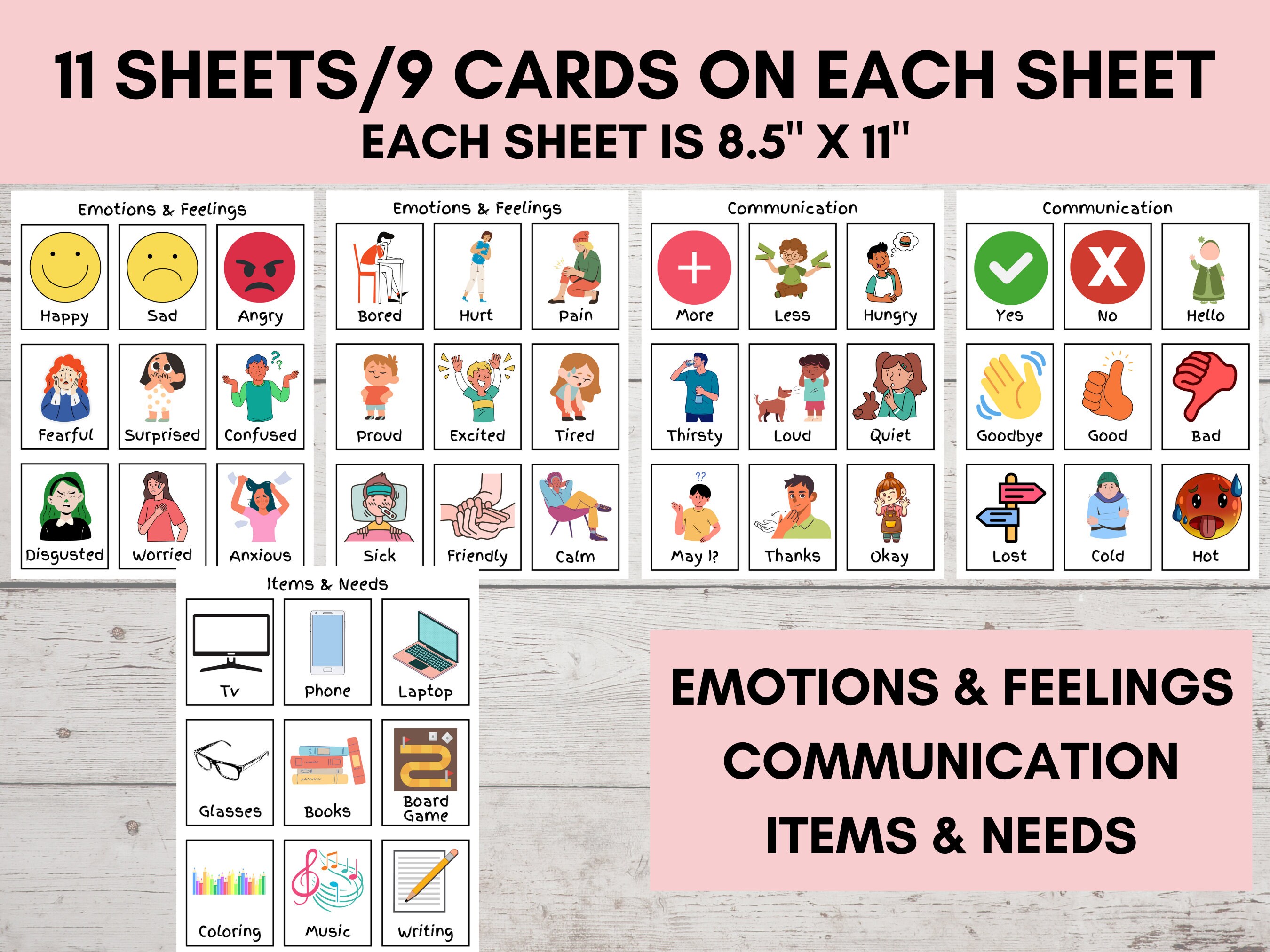 Nonverbal Communication Cards, Visual Board, Flash Cards Special Needs ...
