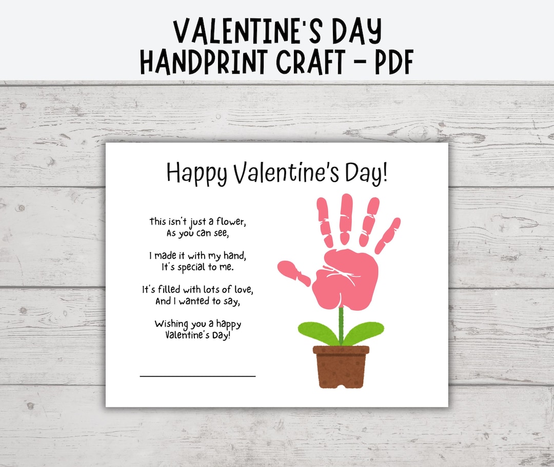 Valentines Handprint Craft, Valentines Flower Handprint Template ...