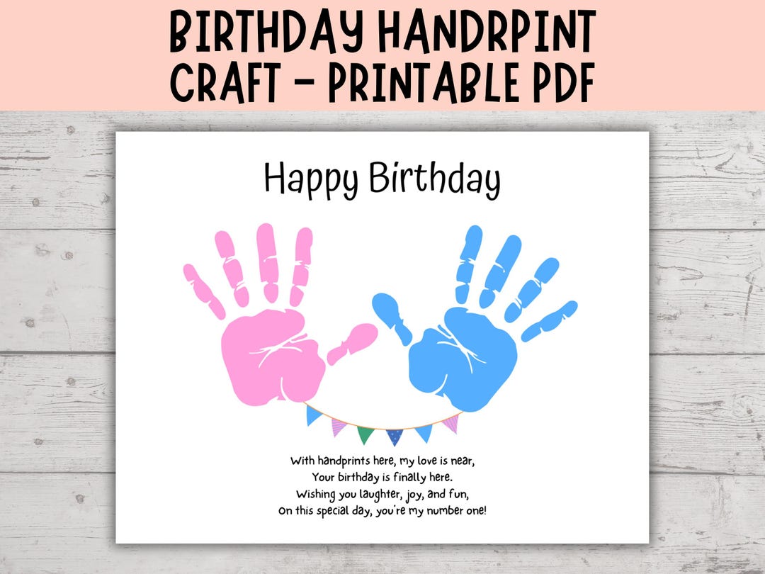 Happy Birthday Handprint Craft, Handprint Gift From Child to Parent ...