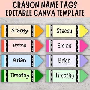 Crayon Name Tags Template, Crayon Name Tags Printable, Crayon Desk ...