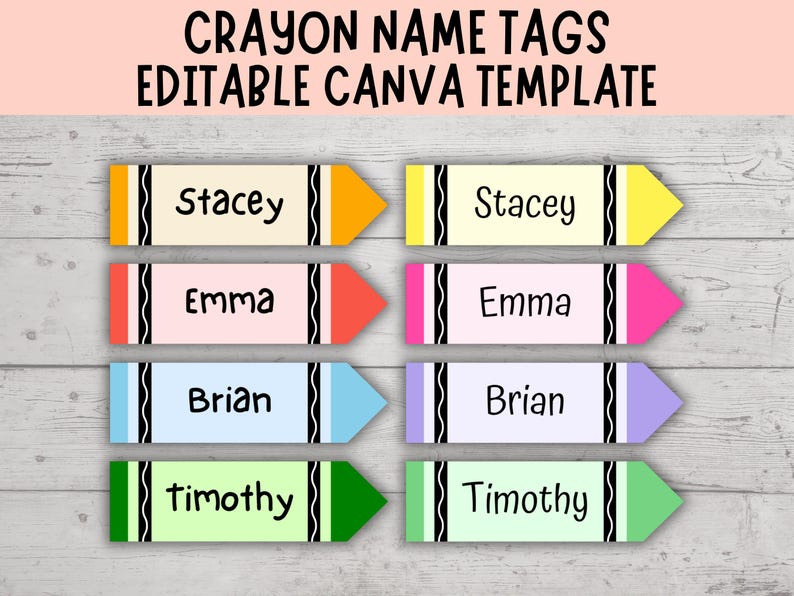 Crayon Name Tags Template, Crayon Name Tags Printable, Crayon Desk ...
