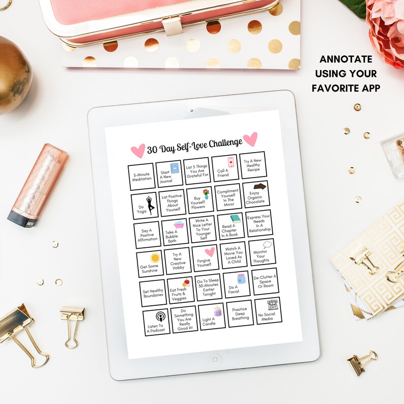 30 Day Self-love Challenge Printable PDF Self Love Challenge - Etsy