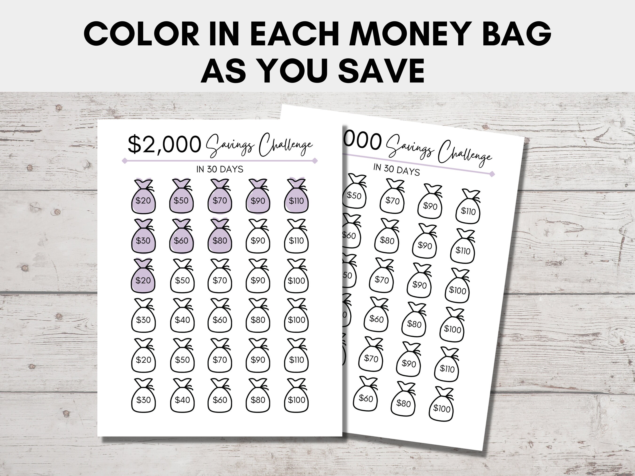 2000 Money Saving Challenge Save 2000 in 30 Days 2000 - Etsy