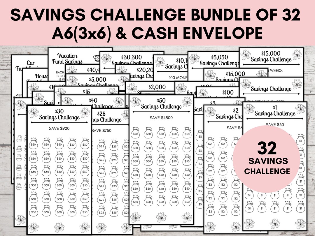 A6 Savings Challenge Printable Savings Challenge Bundle A6 - Etsy