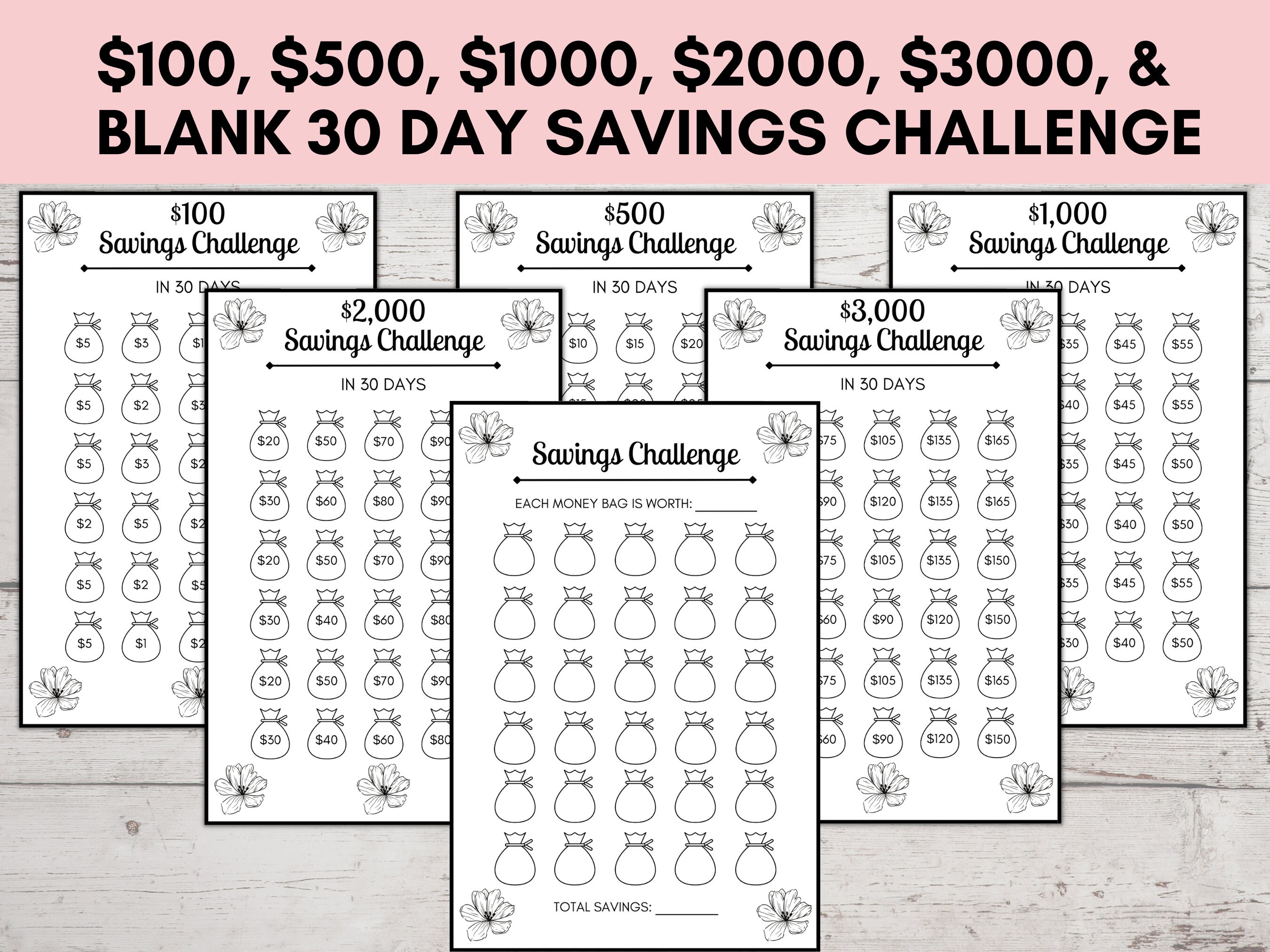 Savings Challenge Printable A6, Savings Challenge Bundle, A6 Sized ...