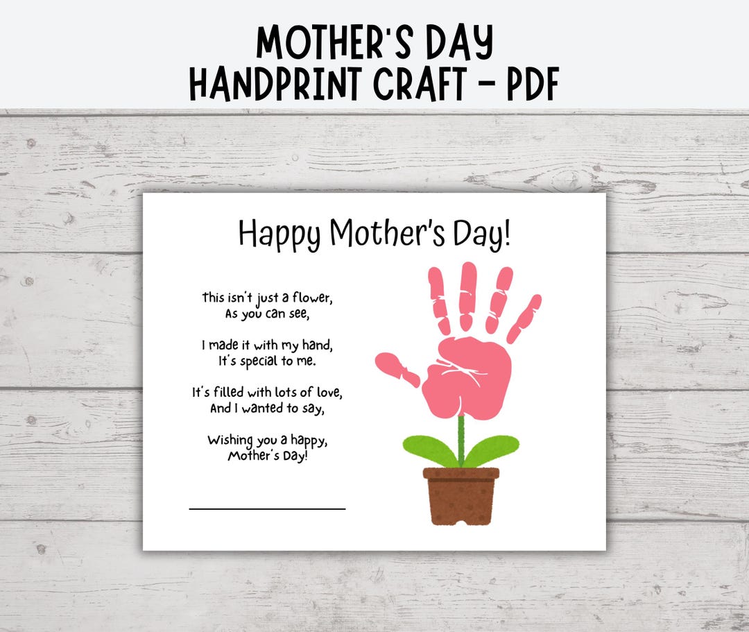 Mothers Day Handprint Art, Happy Mother's Day Handprint Flower Gift ...