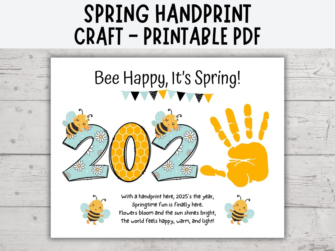 Spring Handprint Craft, 2025, Spring Bee Handprint Template, Spring ...
