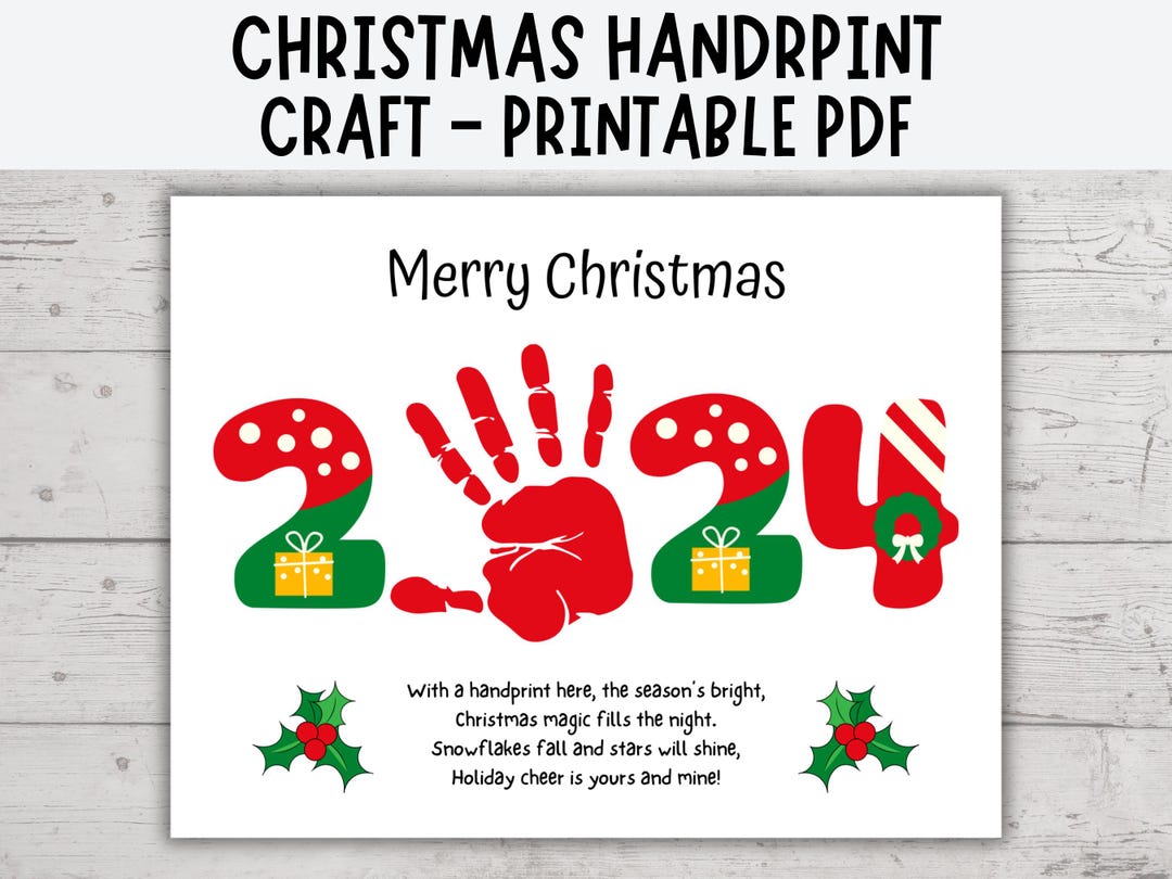 Christmas Handprint Craft 2024, Merry Christmas Handprint Template ...