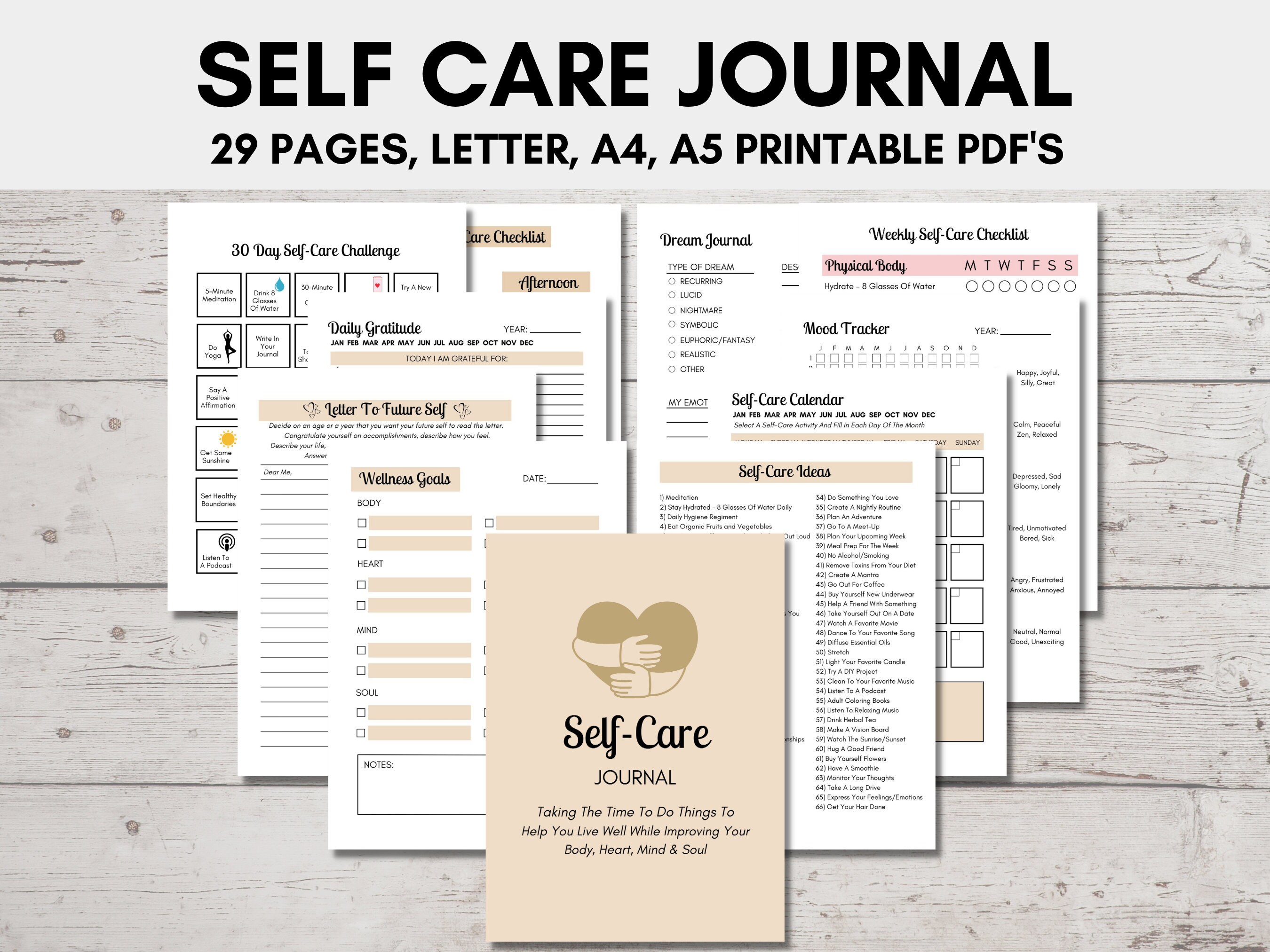 Self Care Journal Printable, Self Care Planner, Self Care Kit, Wellness ...