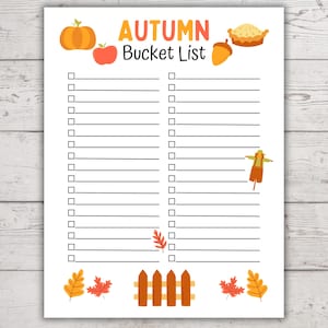 Fall Bucket List Printable, Fall Bucket List Template Editable ...