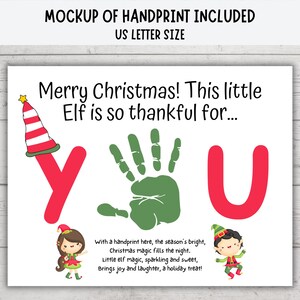 Christmas Handprint Craft, Elf Handprint Template, Merry Christmas ...