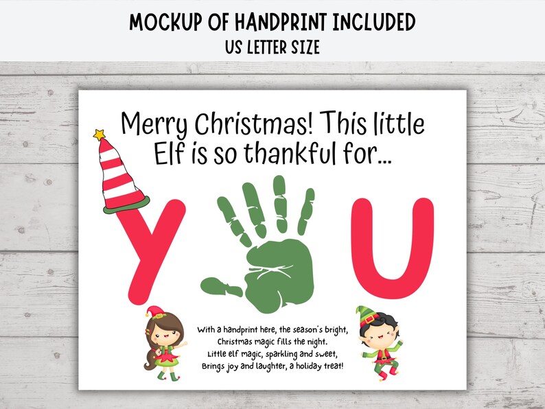 Christmas Handprint Craft, Elf Handprint Template, Merry Christmas ...
