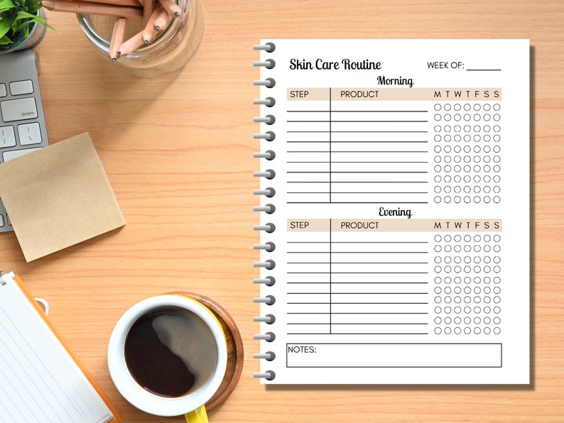 Skin Care Routine, 7-day Skin Care Tracker Printable, Self Care Planner ...