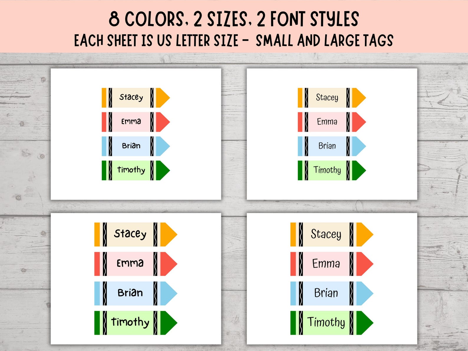 Crayon Name Tags Template, Crayon Name Tags Printable, Crayon Desk ...