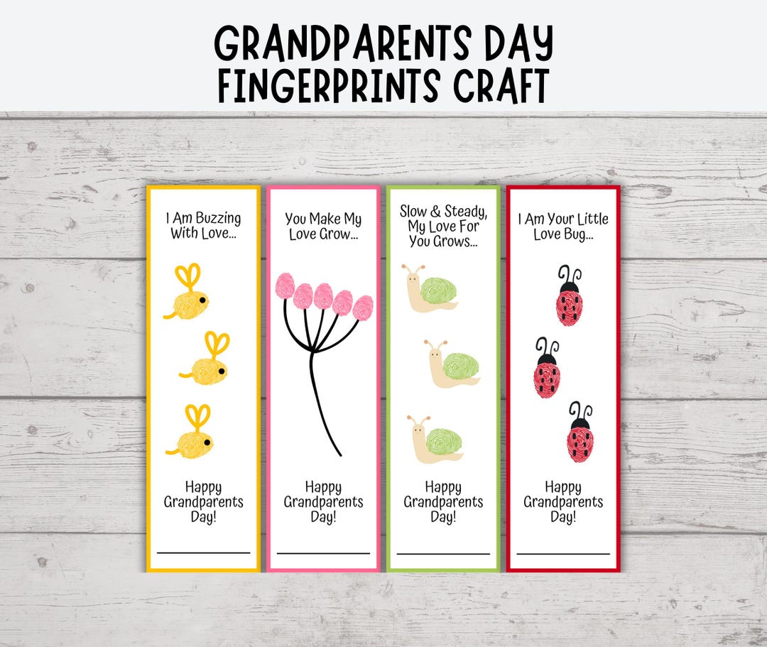 Grandparents Day Fingerprints Craft Bookmarks, Grandparents Day ...