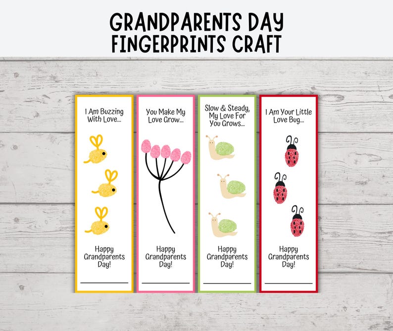 Grandparents Day Fingerprints Craft Bookmarks, Grandparents Day ...