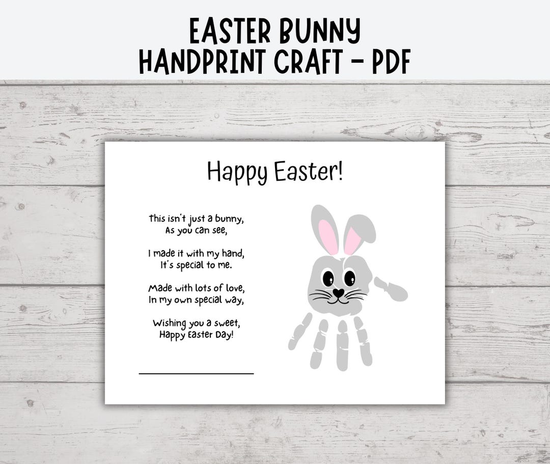Easter Bunny Handprint Craft, Spring Easter Handprint Template, Easter ...