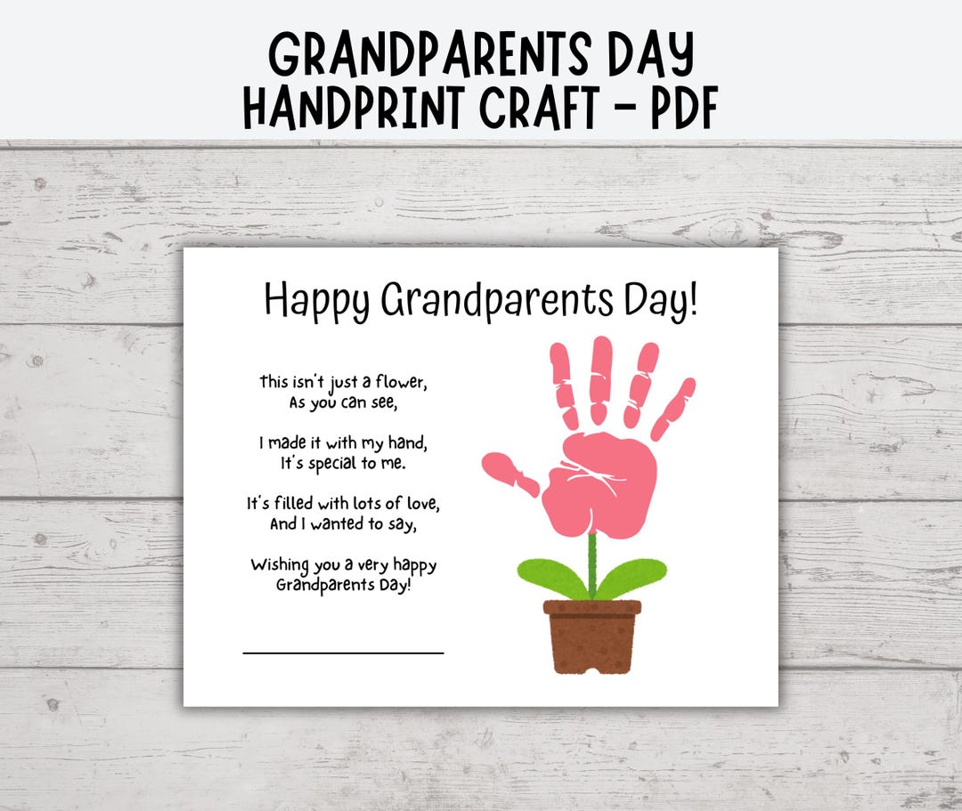 Grandparents Day Handprint Craft, Happy Grandparents Day Handprint ...