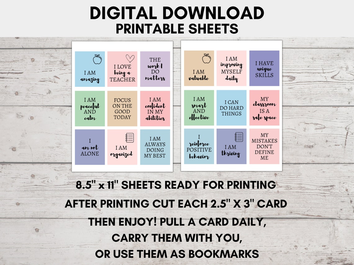 Teacher Affirmation Cards, Positive Words of Encouragement for Teachers ...