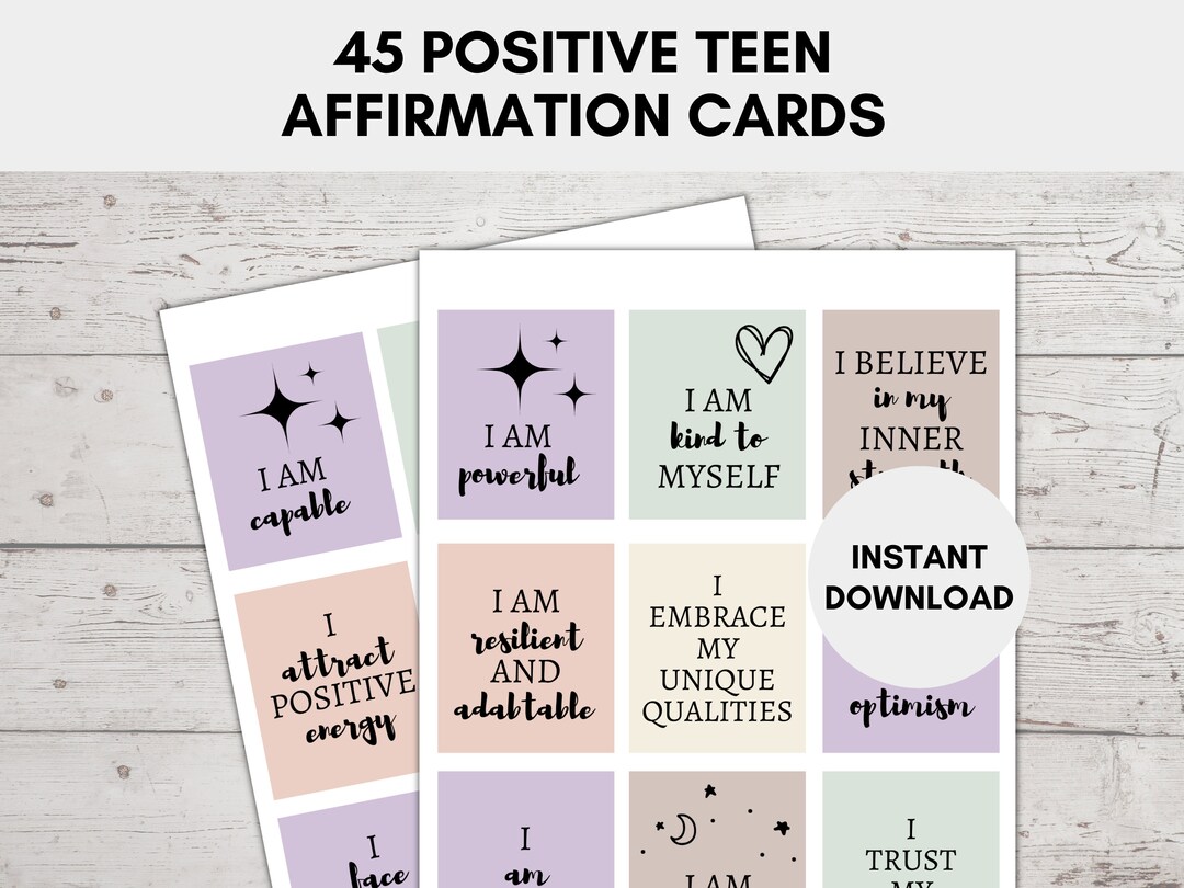 Affirmation Cards Teens, Positive Affirmation Cards for Teens and Pre ...