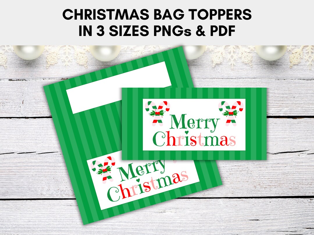 Merry Christmas Treat Bag Topper Christmas Printable Candy - Etsy