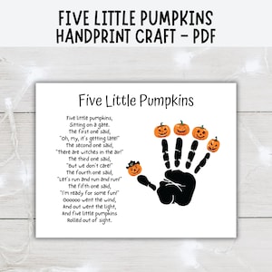 Five Little Pumpkins Handprint Craft, Happy Halloween Handprint Art ...
