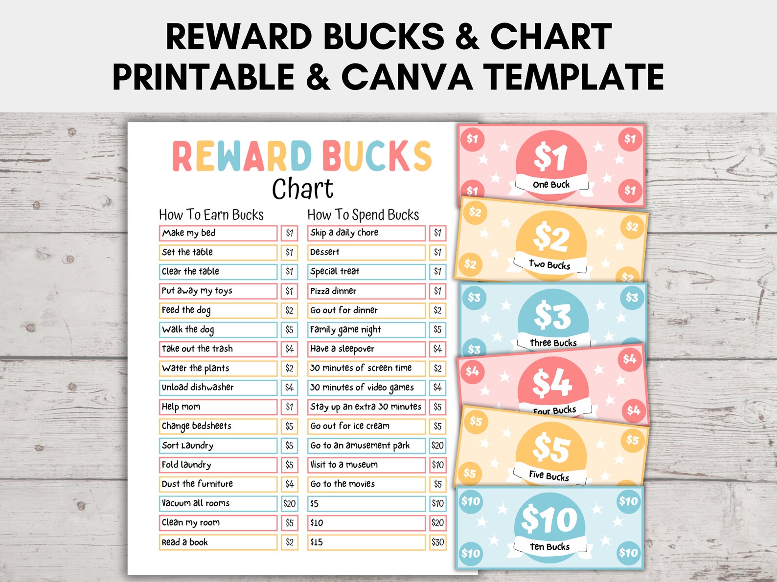 Reward Bucks for Kids, Reward Bucks Printable, Reward Chart, Good ...