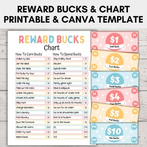 Reward Bucks for Kids, Reward Bucks Printable, Reward Chart, Good ...