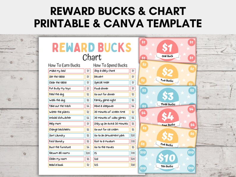 Reward Bucks for Kids, Reward Bucks Printable, Reward Chart, Good ...