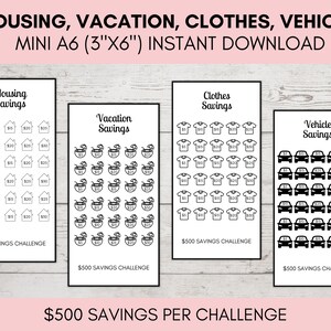Savings Challenge Printable, A6 Savings Challenge Bundle, A6 Sized Mini ...