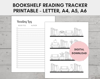 Reading Tracker Printable A4 Bookshelf Reading Log, Book Tracker ...