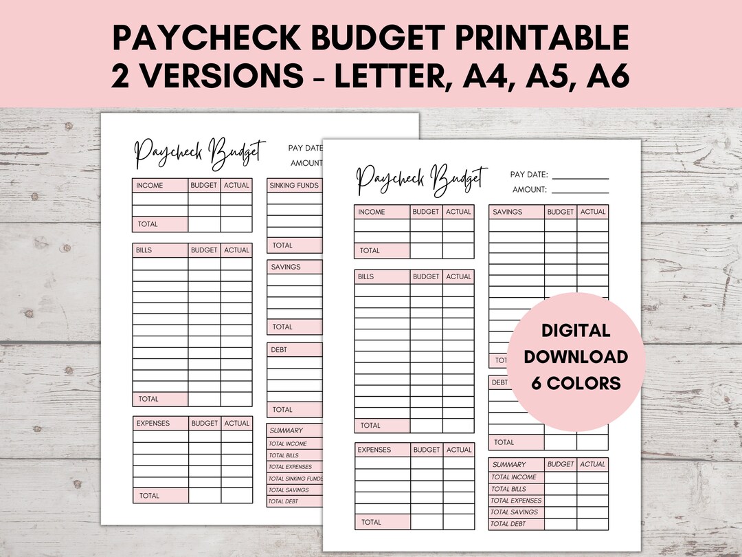 Paycheck Budget Printable, PDF, Budget by Paycheck, Paycheck Budget ...