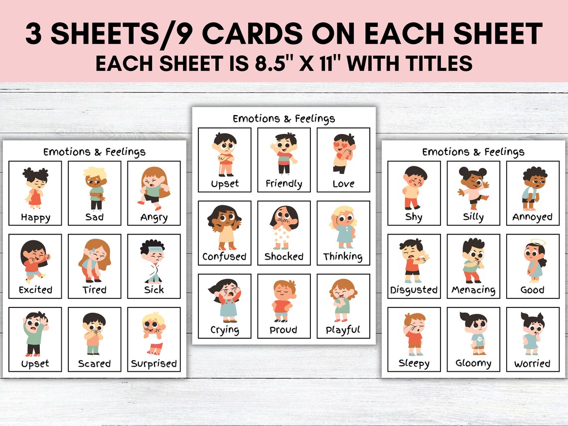 Emotions Flashcards, Feelings Flash Cards, Flashcard Printable ...