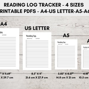Reading Tracker Printable, Bookshelf Reading Log A4 Letter A5 A6, Book ...