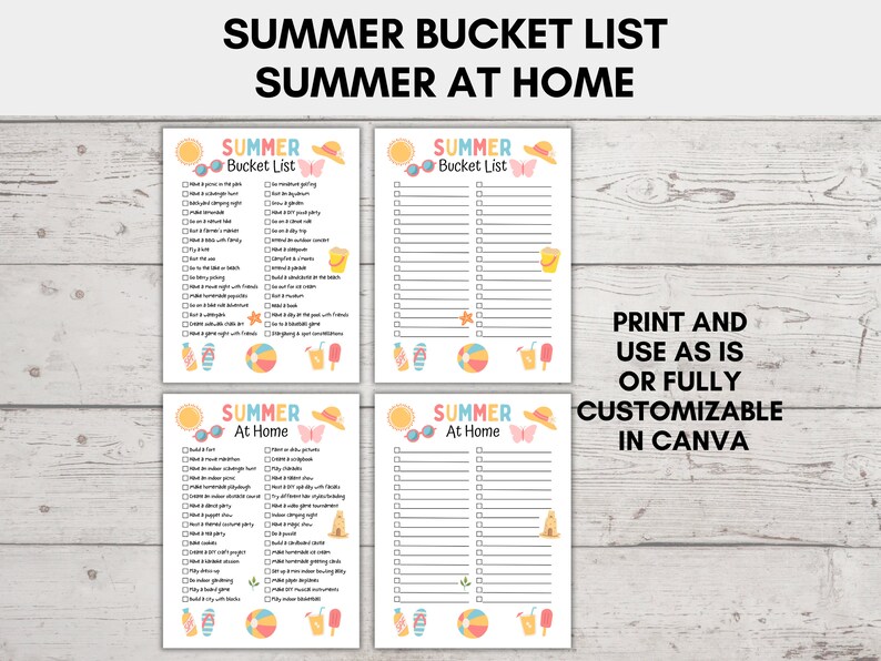 Summer Planner Bundle for Kids, Printable Editable Canva Templates ...