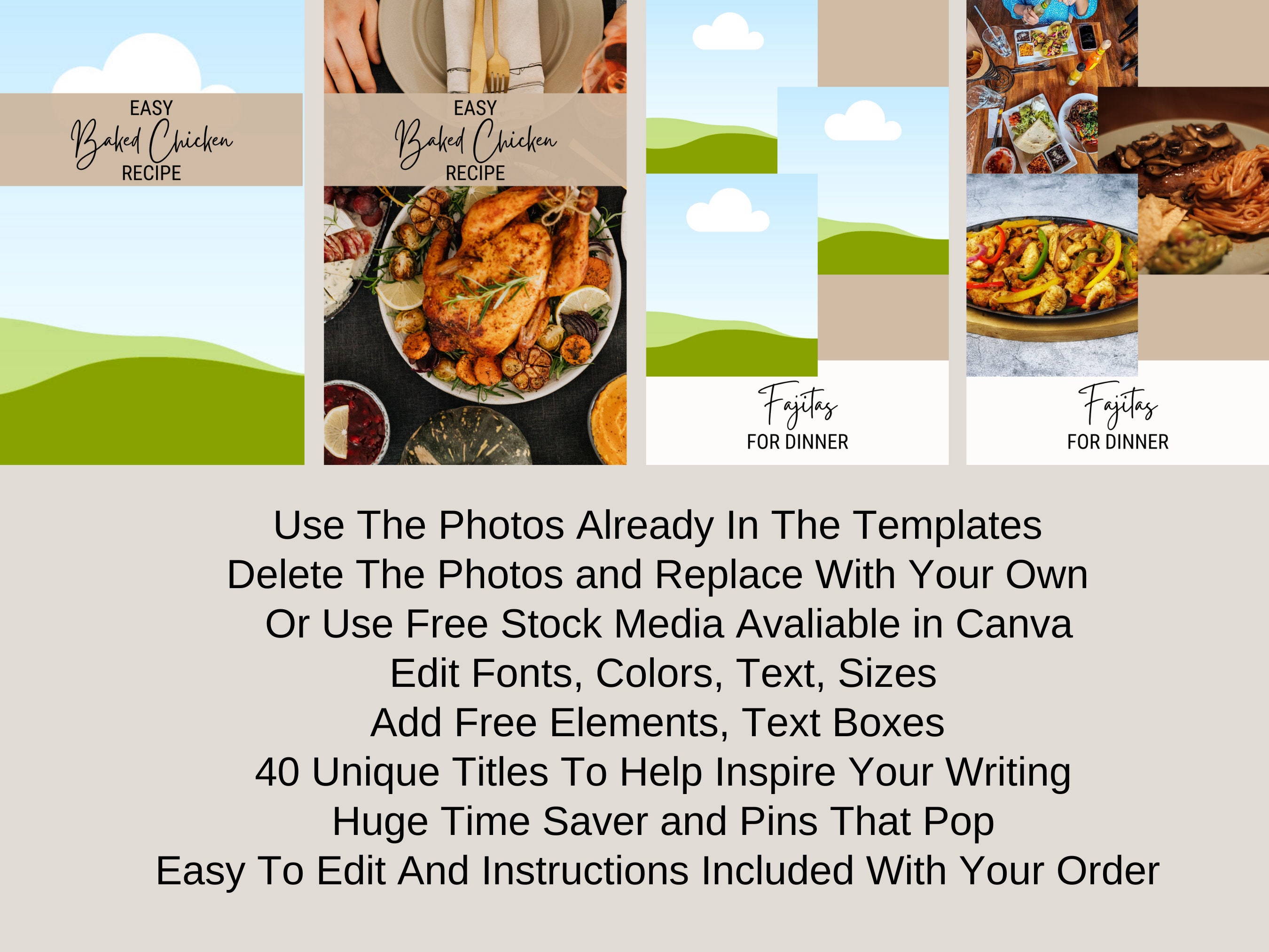 Pinterest Templates Food, Food Blogger Pinterest Pins, Food Blog ...