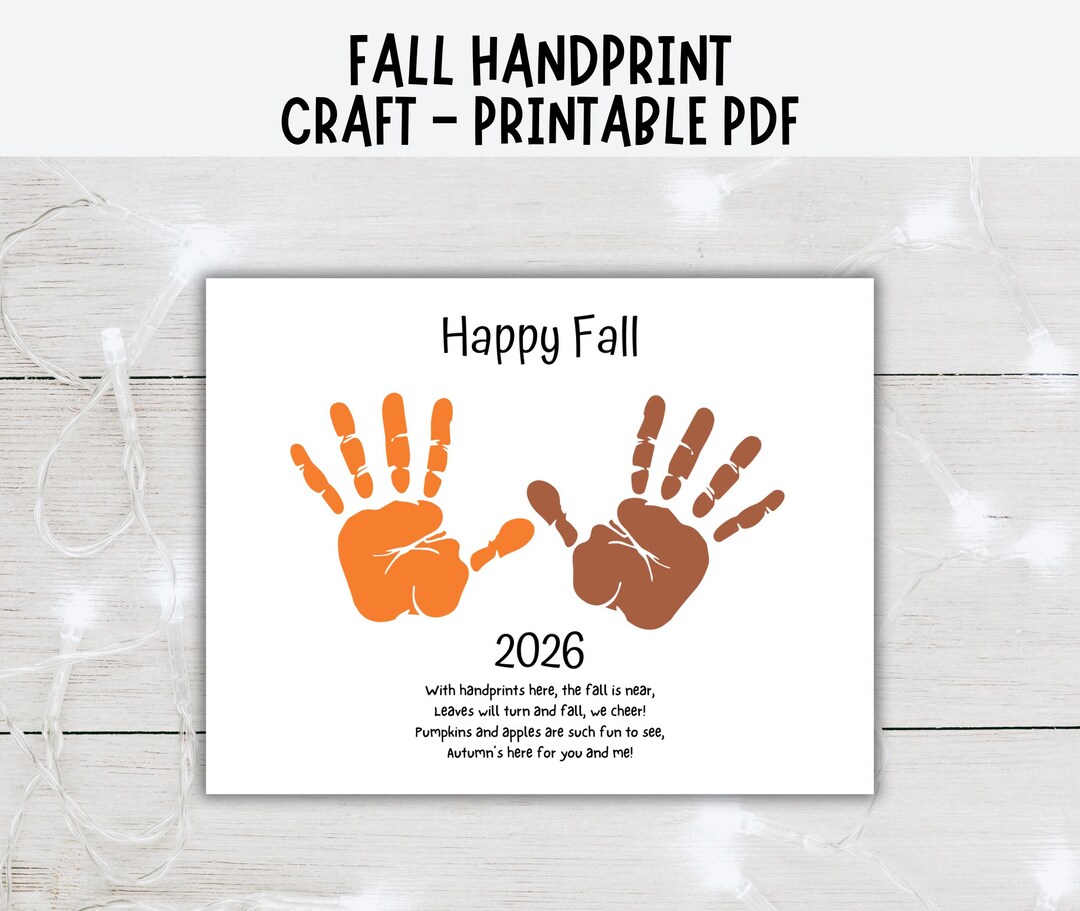 Happy Fall Handprint Craft, 2026, Happy Fall Handprint Art, Autumn ...
