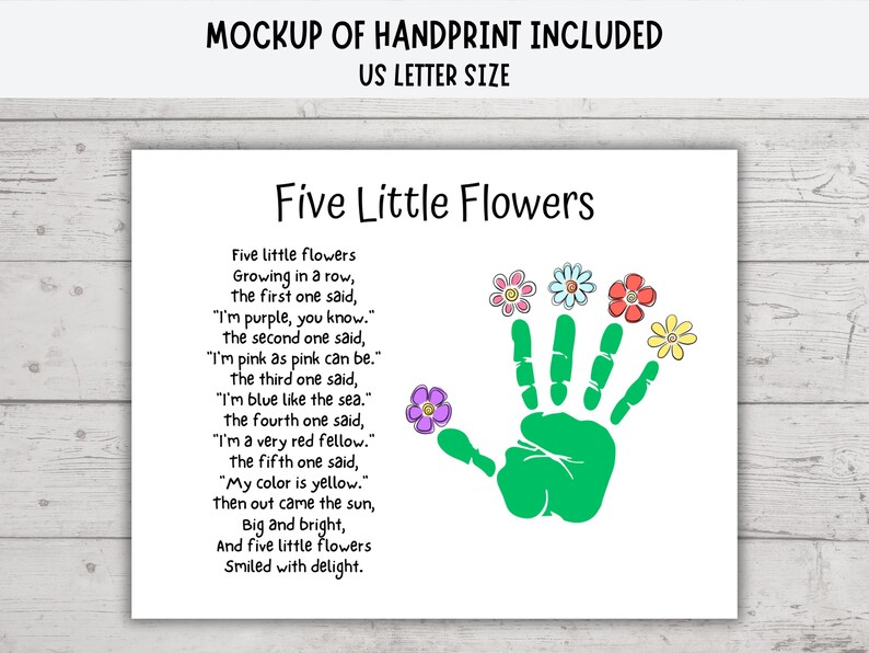 Five Little Flowers Handprint Craft, Spring Easter Handprint Art for ...